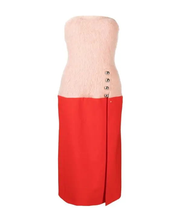 Rabanne Virgin Wool Two-tone Midi Dress