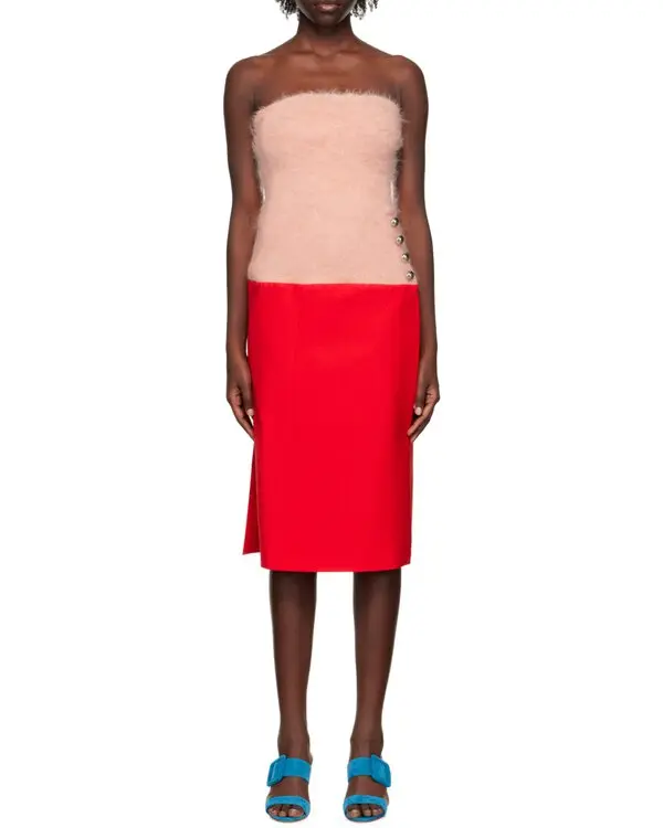 Rabanne Virgin Wool Two-tone Midi Dress