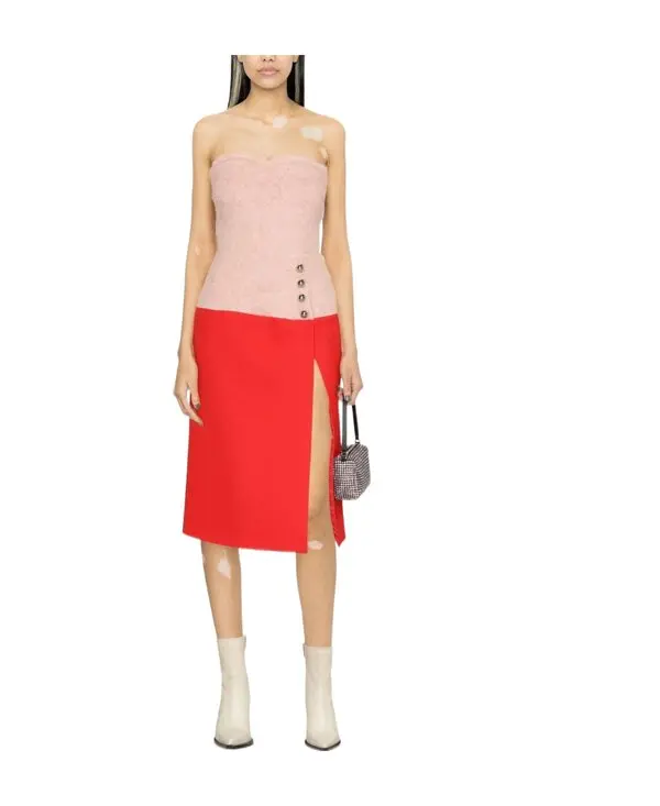 Rabanne Virgin Wool Two-tone Midi Dress