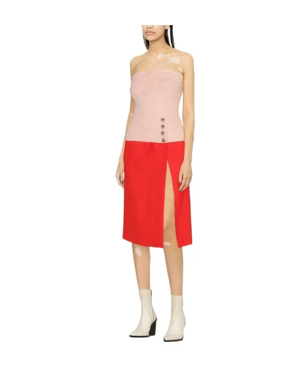 Rabanne Virgin Wool Two-tone Midi Dress