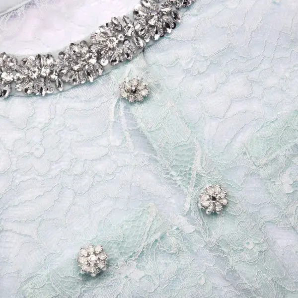 SELF-PORTRAIT Cropped Lace Embellished Jacket - Mint