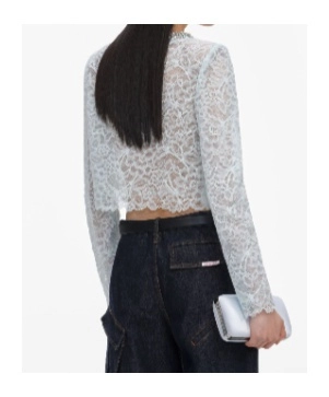 SELF-PORTRAIT Cropped Lace Embellished Jacket - Mint