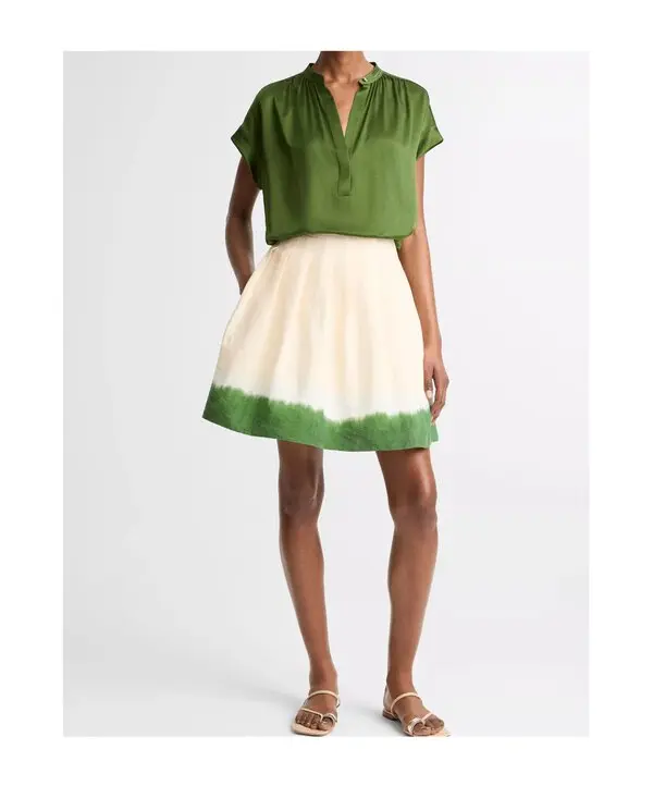 Vince Silk Gathered Cap-sleeve Blouse
