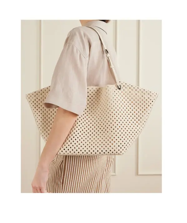 Brunello Cucinelli Woven Leather-trimmed Shoulder Bag
