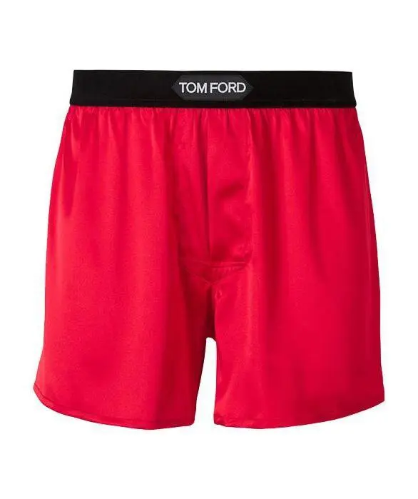 TOM FORD Logo-waistband Stretched Satin Boxers - Red