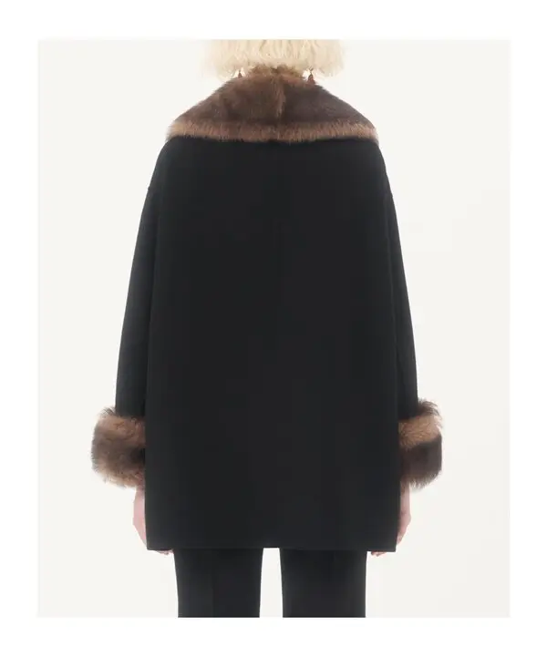 Valentino Garavani Draped Shearling Trimmed Coat