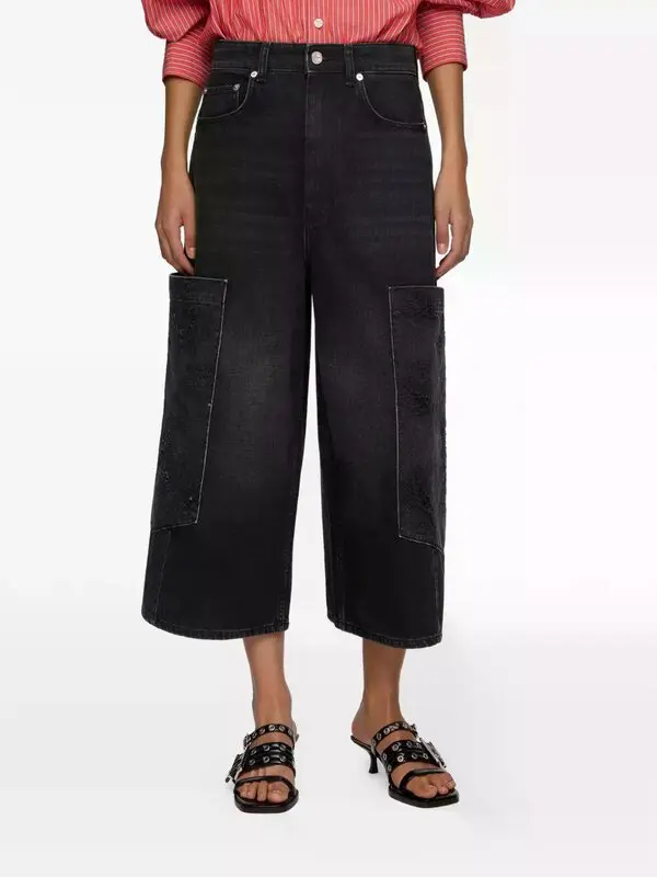 GANNI Embroidered Cargo Jeans