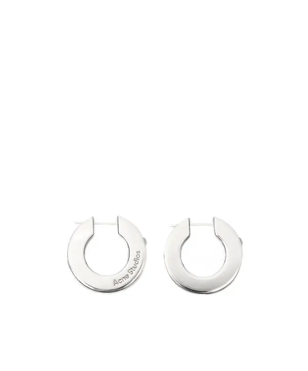 Acne Studios Engraved Logo Hoop Earrings - Silver