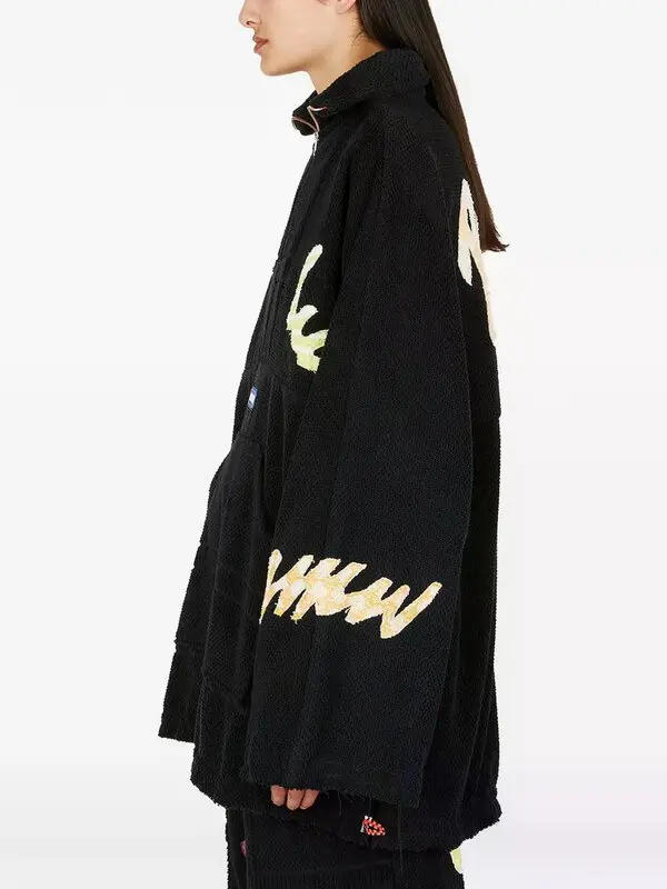 RAVE REVIEW Embroidered Zip-up Sweater
