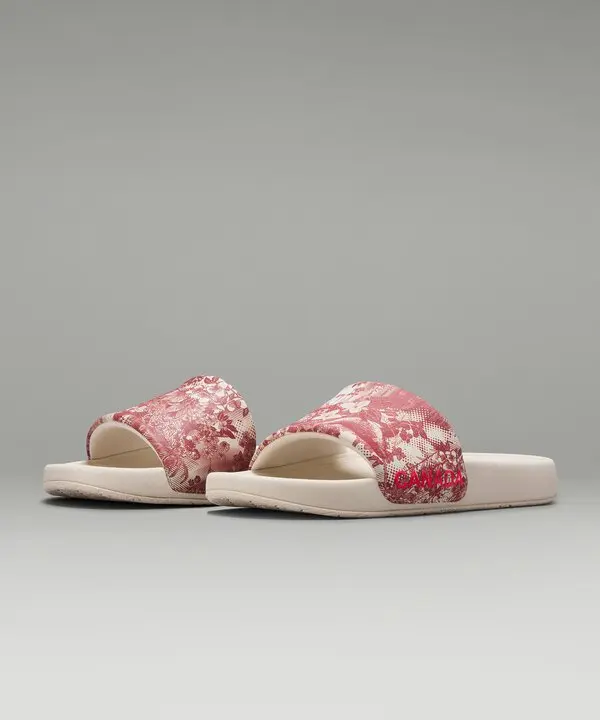 Lululemon Team Canada Restfeel Slides - Beech White/fire Quartz/cherry Pop