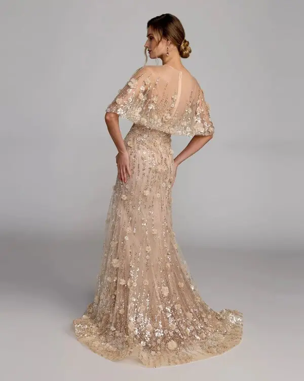 MAC DUGGAL COLLECTION Embellished Cape Sleeve Gown
