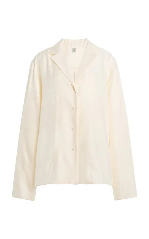 TOTEME Organic Silk Pajama Shirt With Monogram Detail - White