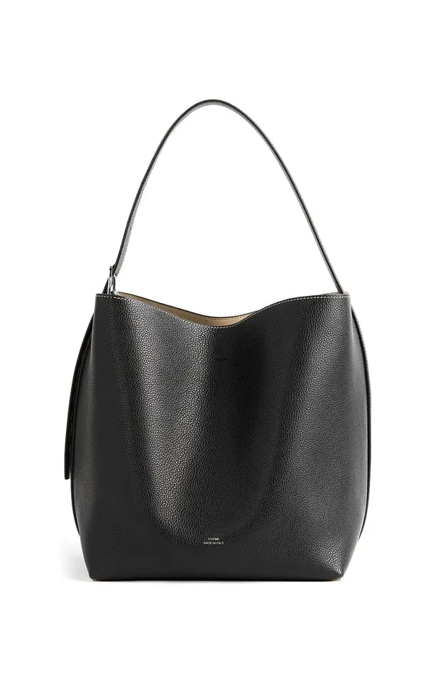 TOTEME Medium Belted Grained-leather Tote Bag - Black