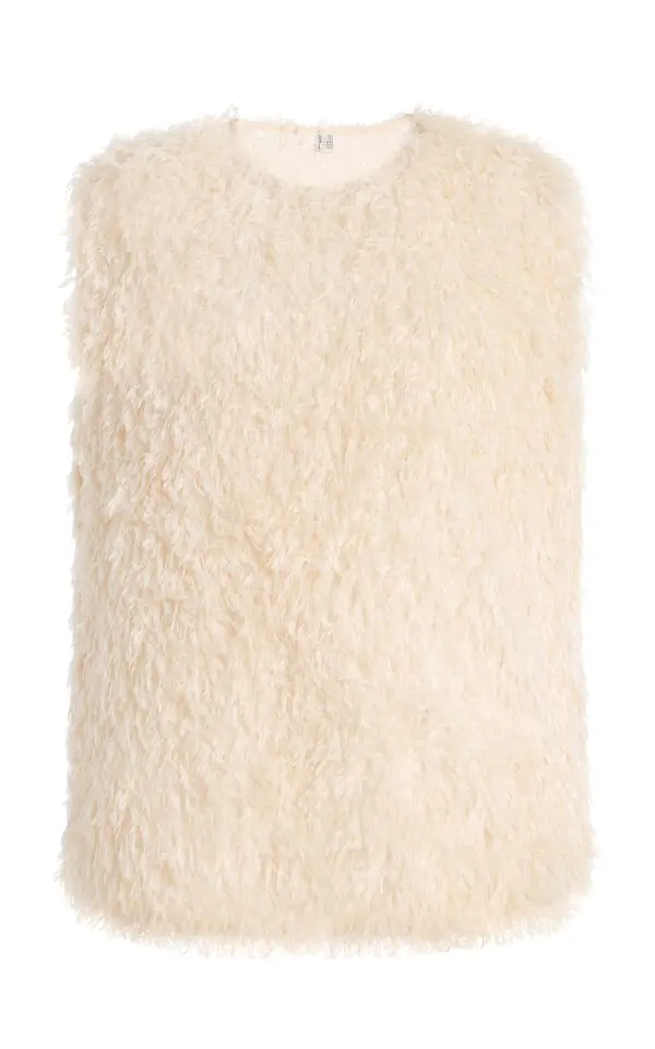 TOTEME Feathered-finish Sleeveless Top - Neutral