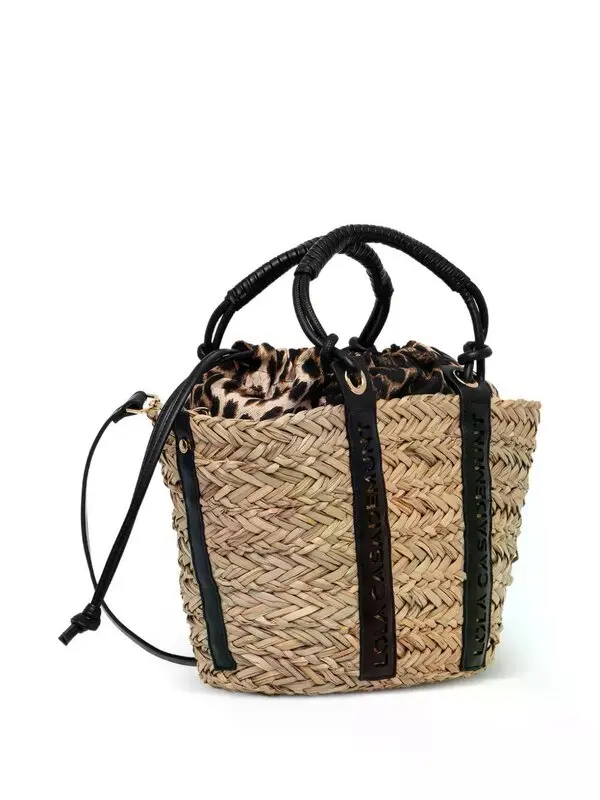 LOLA CASADEMUNT Leopard Print Interwoven Tote Bag