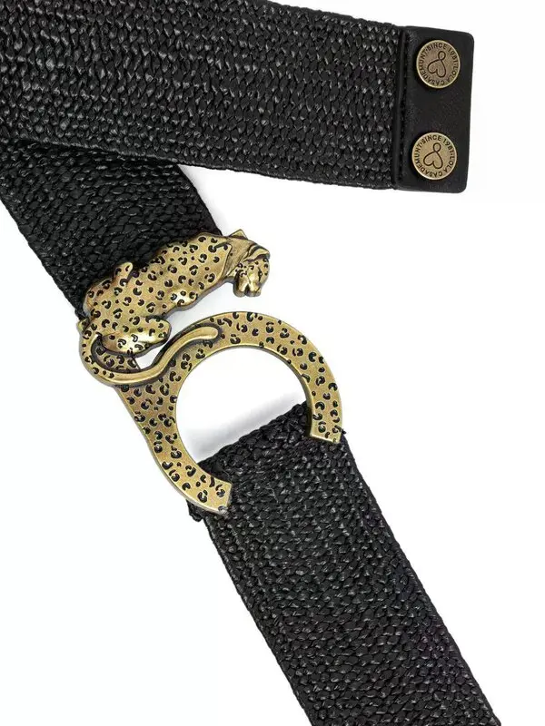 LOLA CASADEMUNT Woven Leopard Motif Buckle Belt
