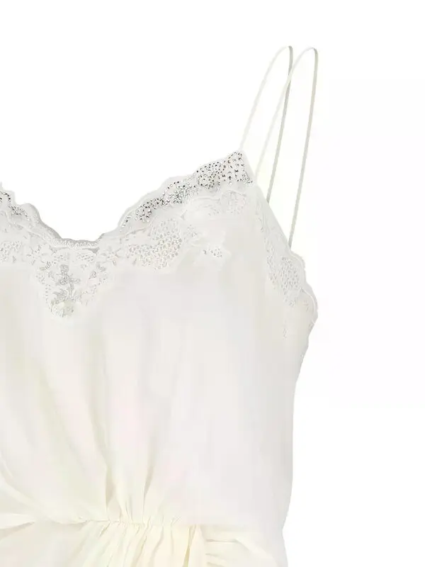 Ermanno Scervino Snow White" Silk Lace Trim Gathered Dress