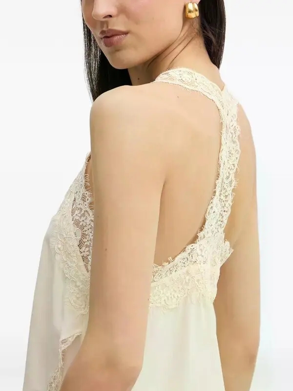 Pinko Racerback Top With Lace Trim