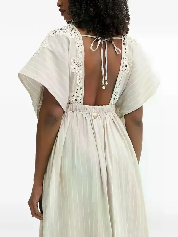 TWINSET Lace-trimmed Striped Mini Dress