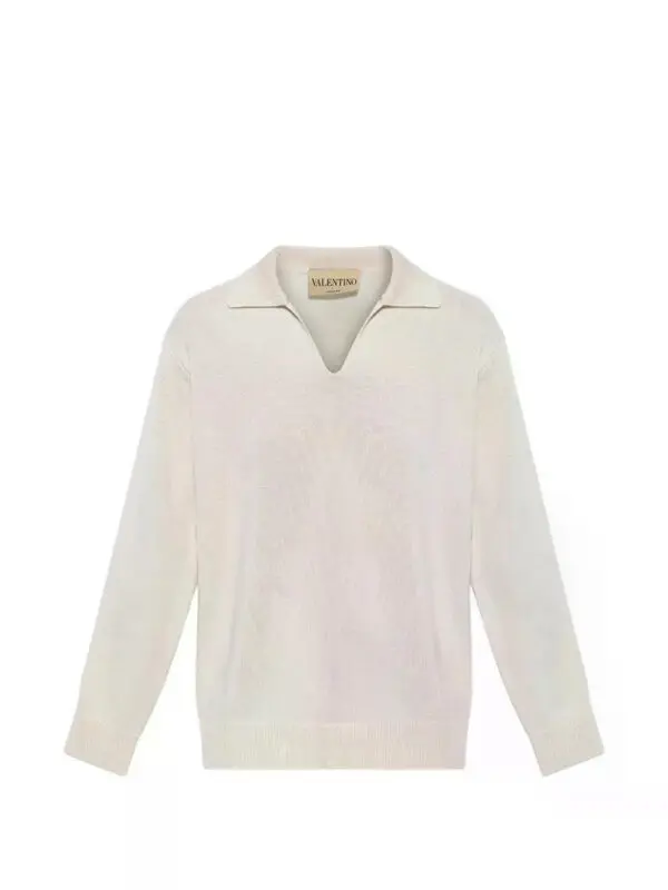 Valentino Garavani Cream Cashmere V-neck Sweater - Neutrals