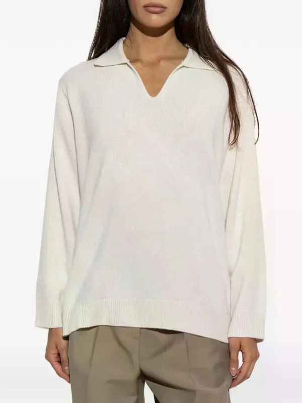 Valentino Garavani Cream Cashmere V-neck Sweater