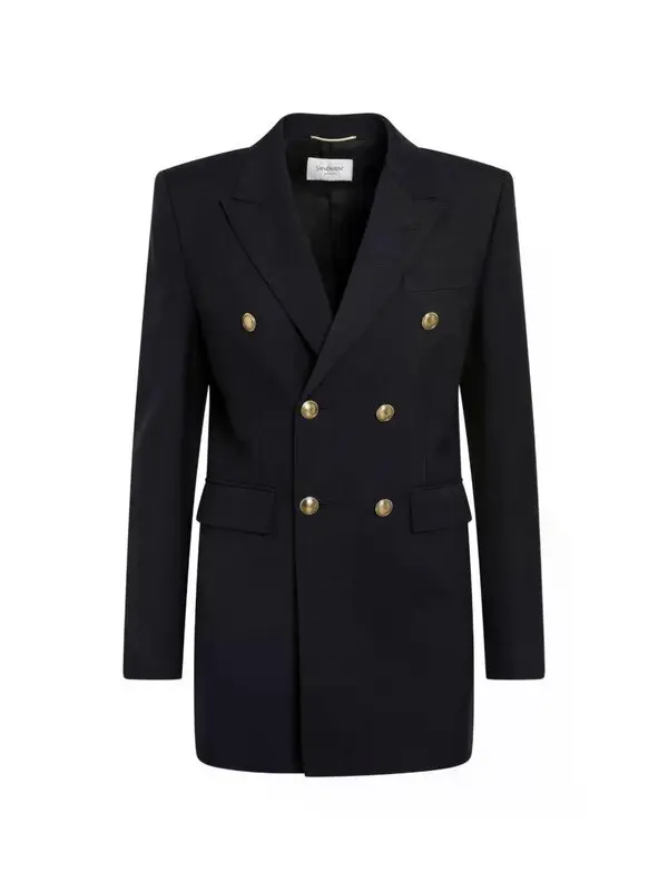 Saint Laurent Double-breasted Wool Blazer - Blue