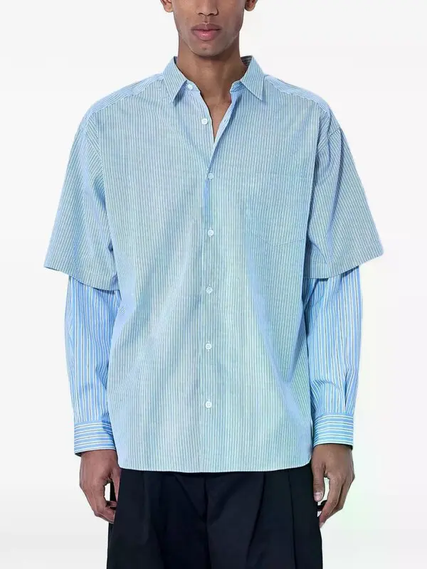 Comme Des Garçons Striped-pattern Shirt - Blue