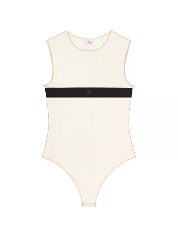 COURREGES Tulle Bodysuit With Embroidered Logo
