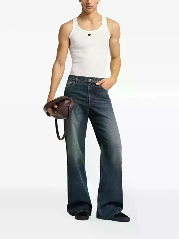 COURREGES Embroidered Logo Ribbed Top