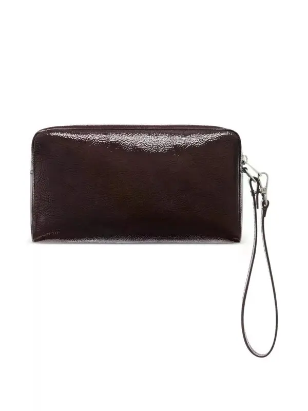 COURREGES Patent Leather Wash Bag - Brown