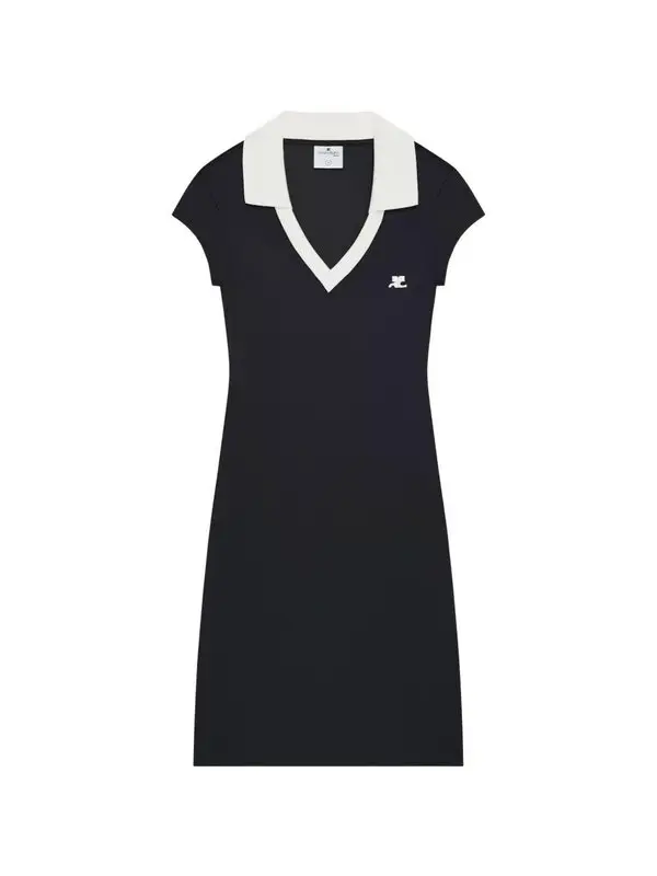 COURREGES V-neck Mini Dress - Black