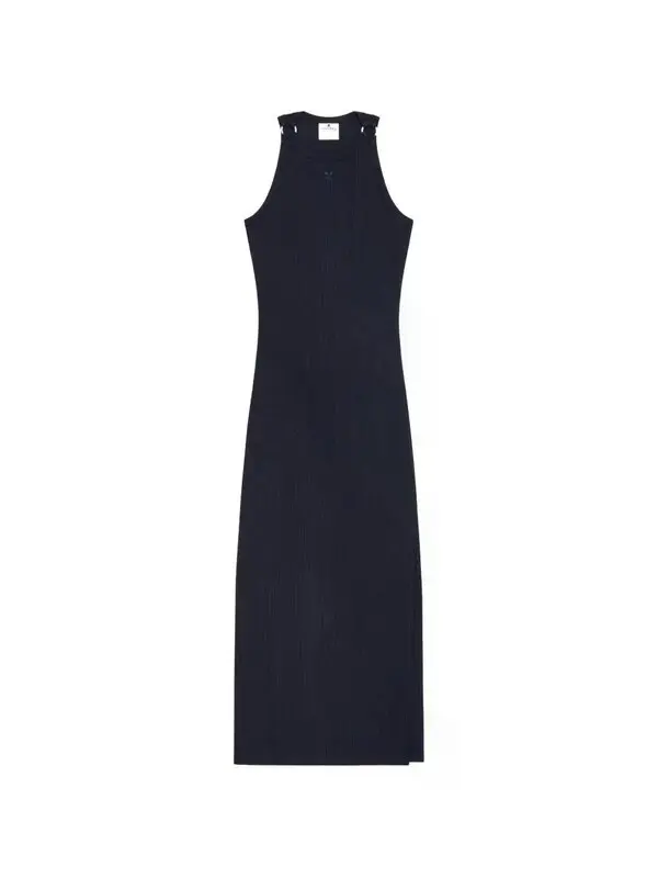 COURREGES Ribbed-knit Midi Dress With Buckle Detail
