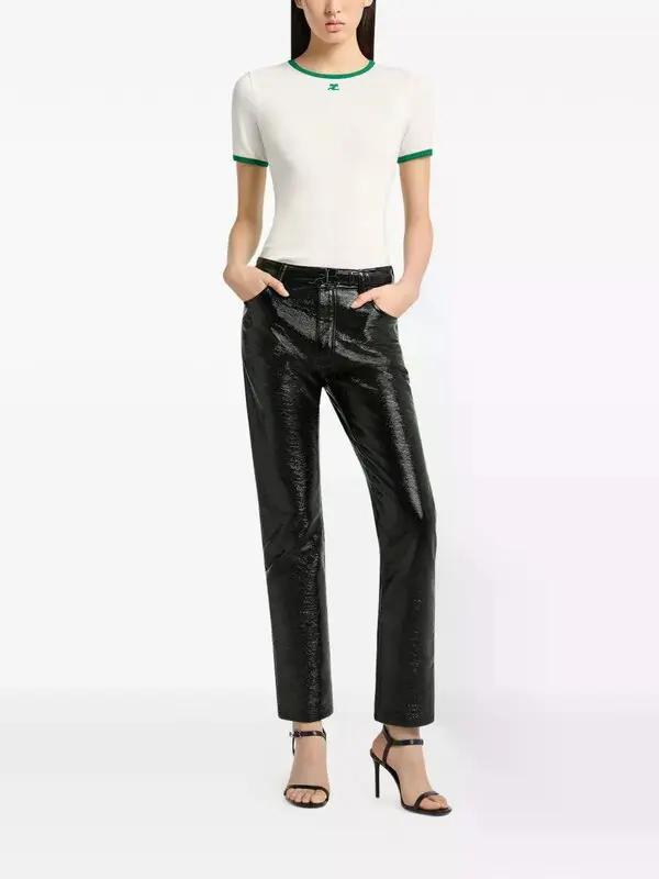 COURREGES Logo Embroidered Contrast Trim T-shirt
