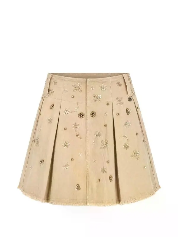 Liu Jo Bead-embellished Pleated Mini Skirt - Neutrals