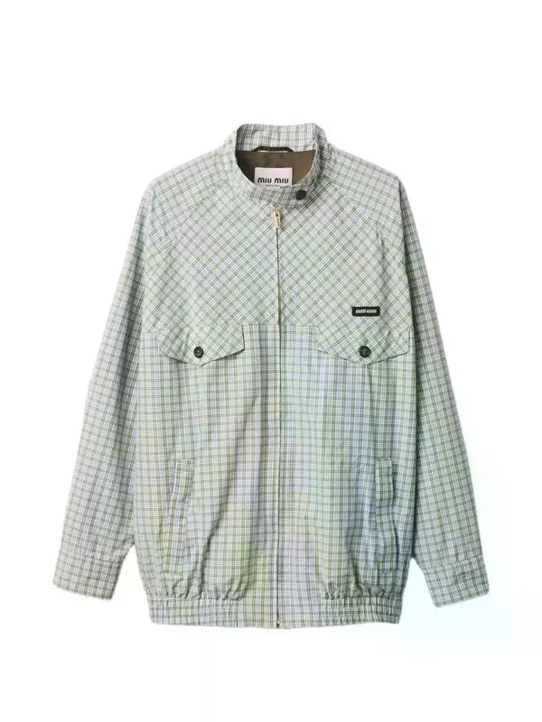 Miu Miu Checked Technical Fabric Blouson Jacket - White