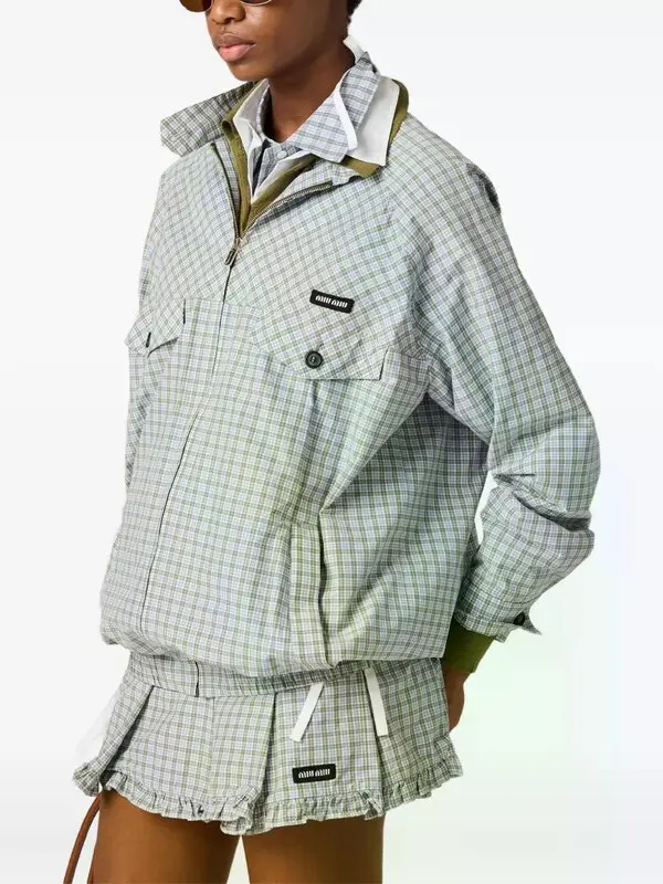 Miu Miu Checked Technical Fabric Blouson Jacket