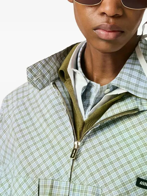 Miu Miu Checked Technical Fabric Blouson Jacket