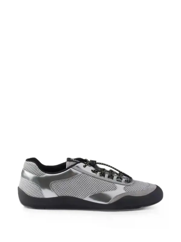 Prada Speedrock Mesh And Metallic Leather Sneakers