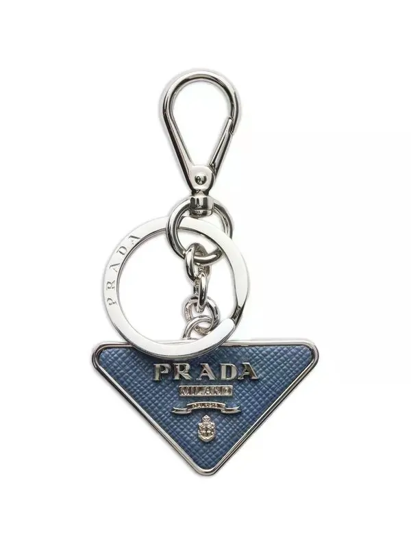 Prada Saffiano Leather And Metal Keychain