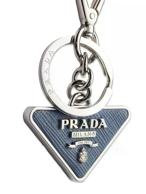 Prada Saffiano Leather And Metal Keychain