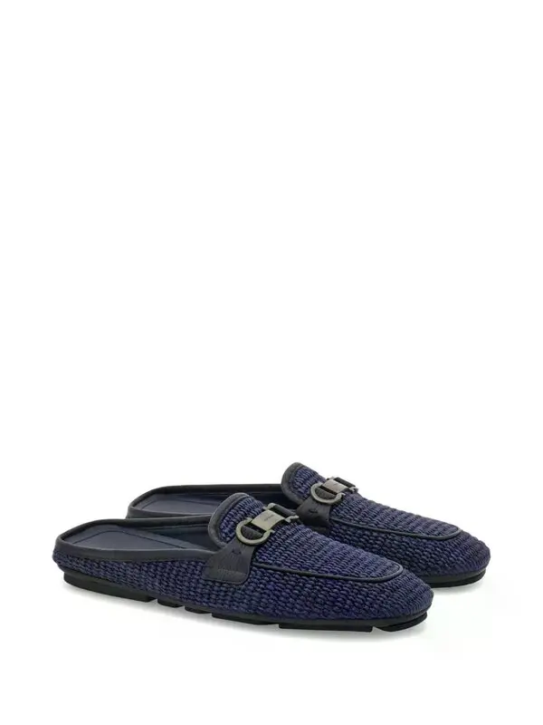 FERRAGAMO Gancini Ornament Raffia Mules