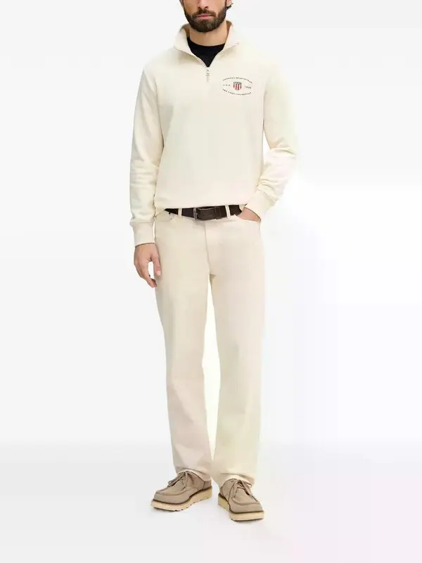 Gant Logo-embroidered Quarter-zip Sweater