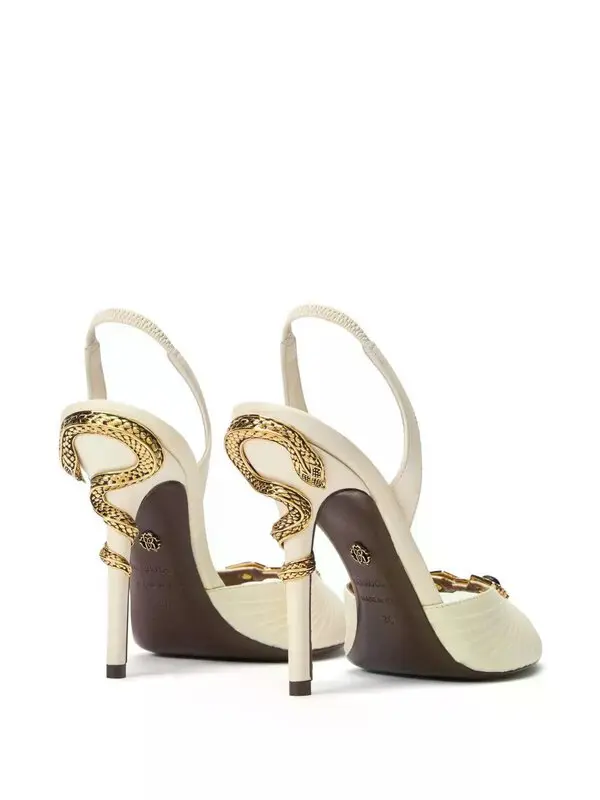 Roberto Cavalli Jewelled Buckle Snake Detail Sandals