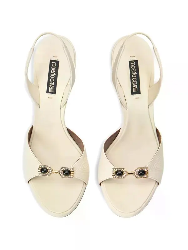 Roberto Cavalli Jewelled Buckle Snake Detail Sandals