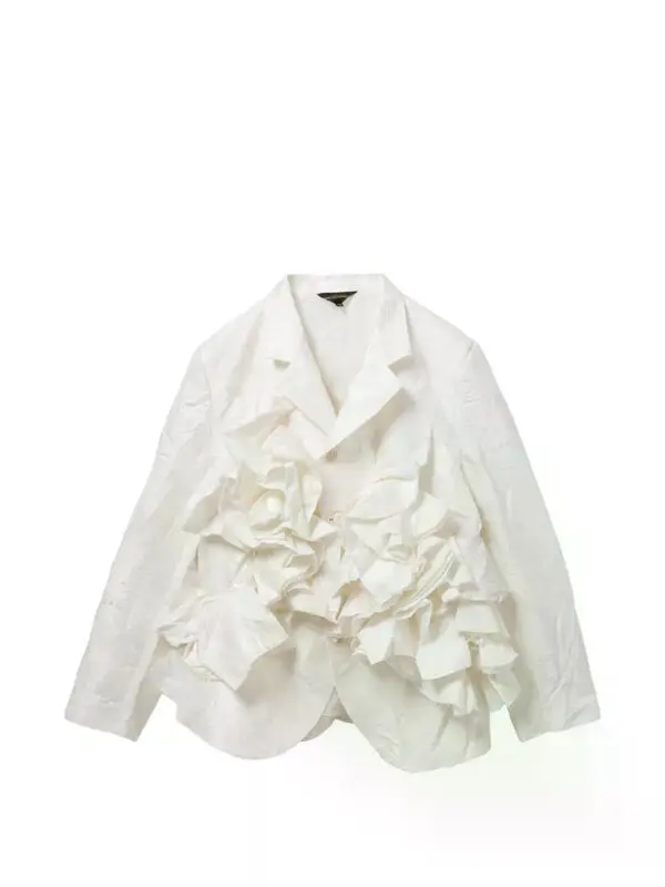 Comme Des Garçons Buttoned Ruffled Blazer - White