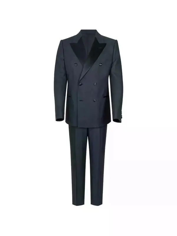 Giorgio Armani Double-breasted Peak-lapel Suit - Blue