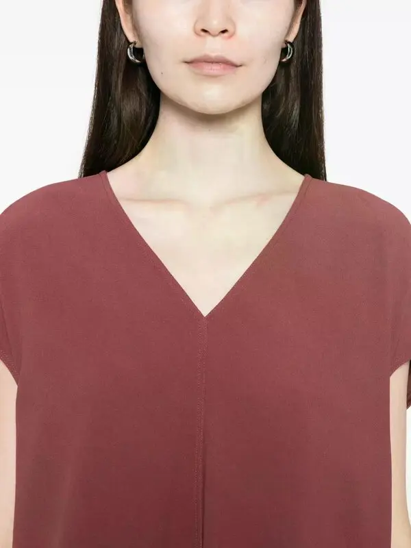 Rick Owens Dark Pink V-neck Blouse