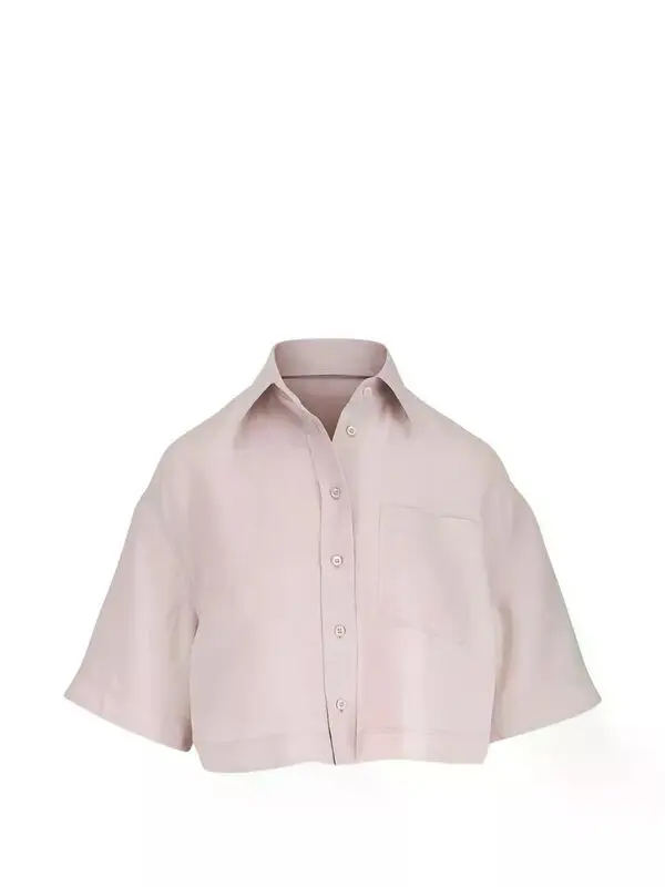 Brunello Cucinelli Brown Slub Texture Cropped Shirt