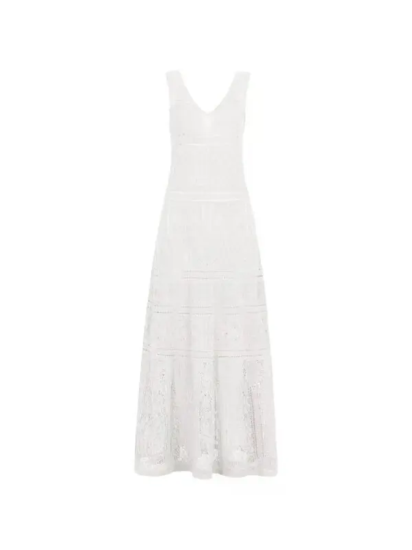 D.exterior Crochet-knit V-neck Maxi Dress - White