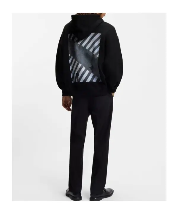 Hugo Boss Oversized Cotton Terry Hoodie With Graphic Print